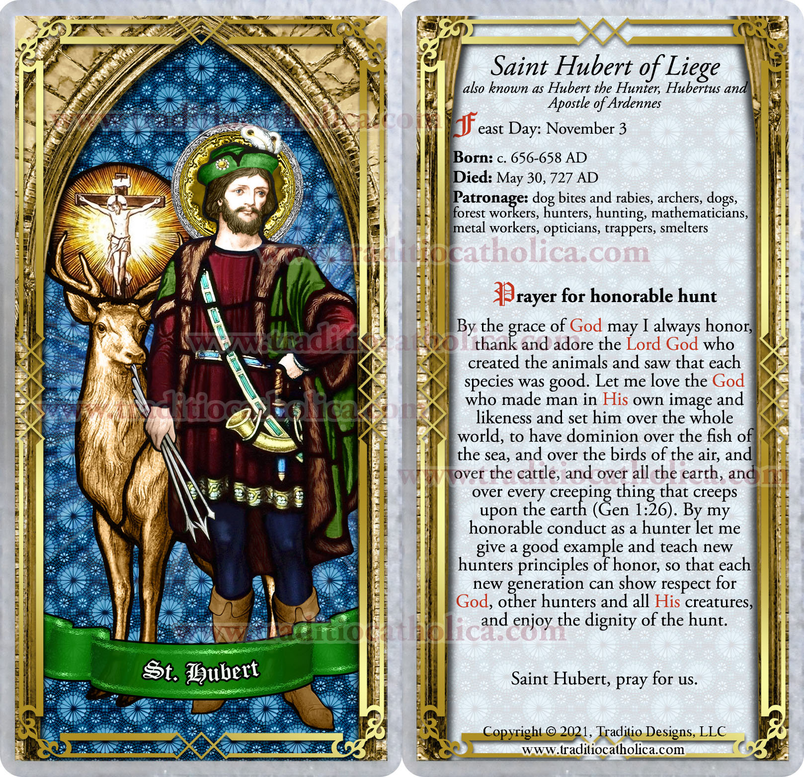 Saint Hubert Patron of Hunters and Hunting Laminated Prayer - Etsy