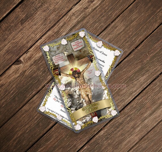 Crucifixion of Jesus Catholic Holy prayer Card. Jesus | Etsy