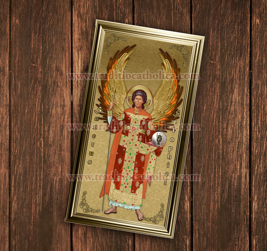Saint St Selaphiel the Archangel Eastern Icon Style Framed Print. 7x14 ...