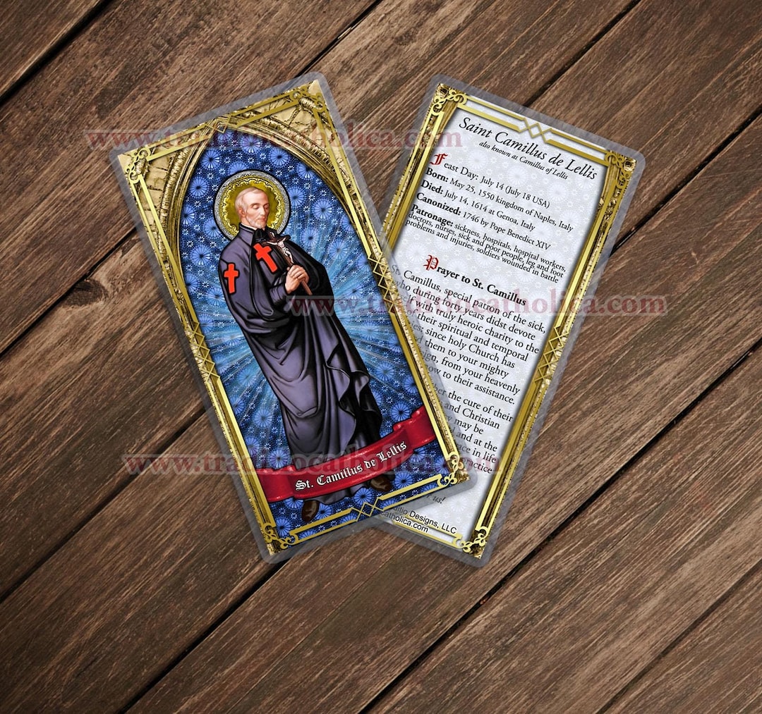 Saint Camillus De Lellis Laminated Catholic Holy Prayer Cards. St ...