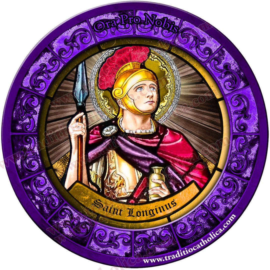 Saint Longinus the Centurion Stained Glass Round 4 Inch Custom ...