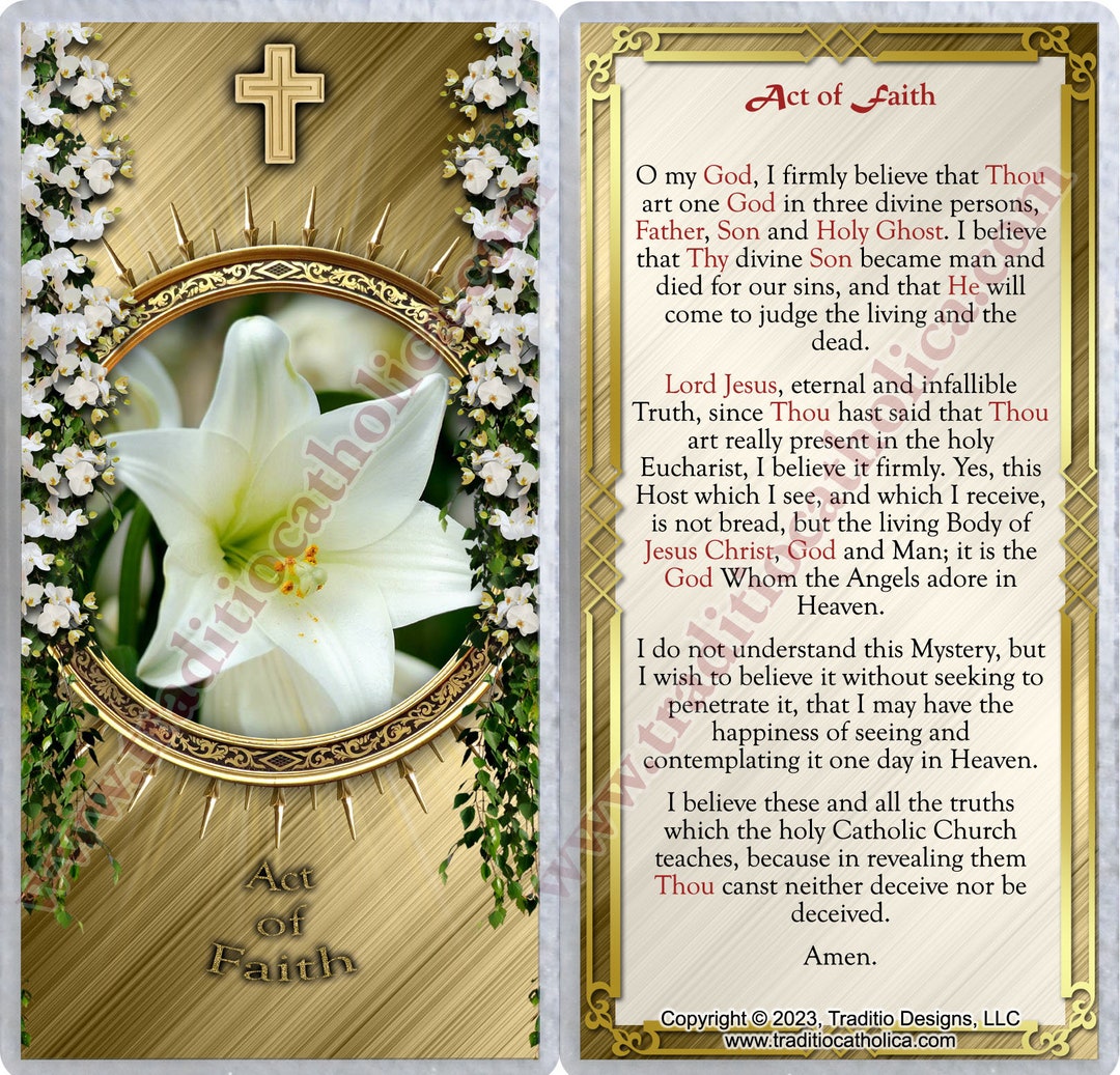 Act of Faith Laminated Catholic Holy Prayer Cards. Act of Faith ...