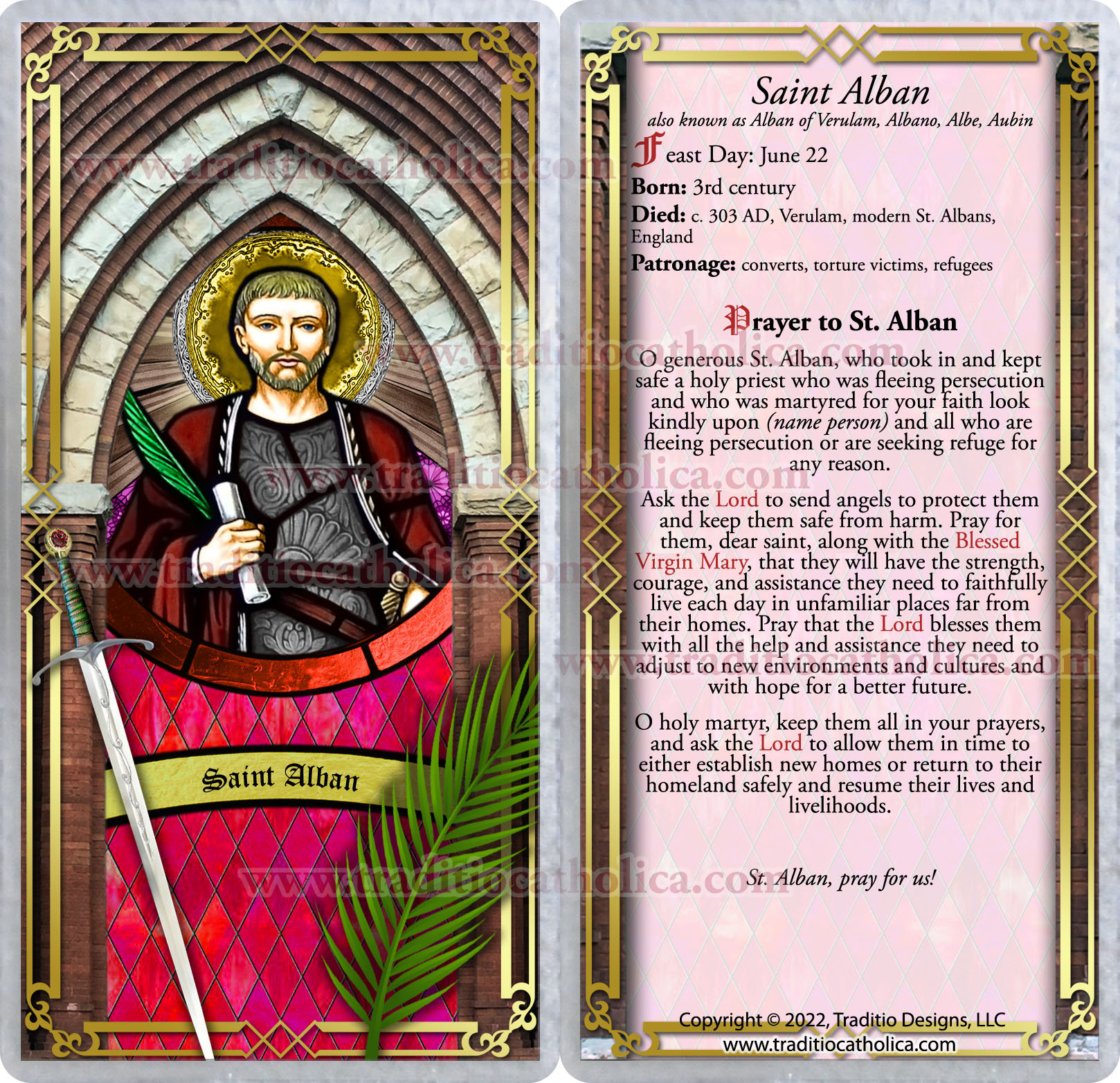 Saint St. Alban Patron of Converts and Refugees Laminated - Etsy