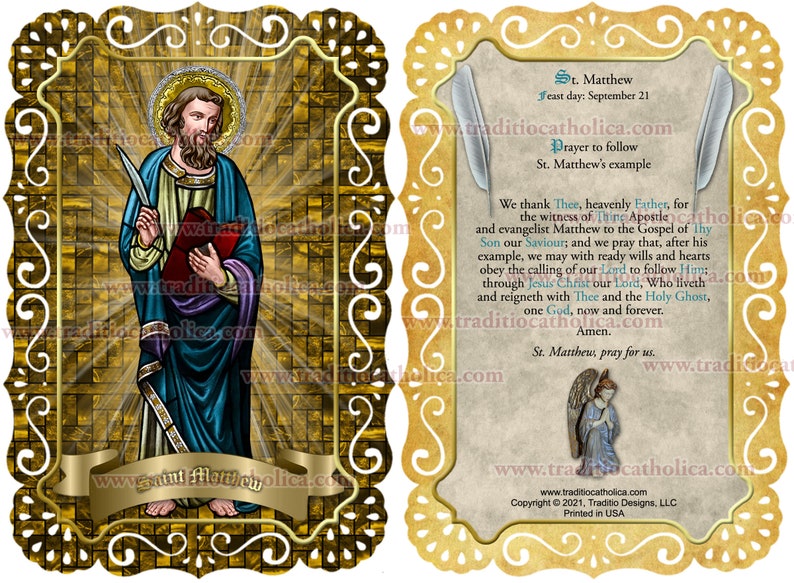 Saint Matthew the Apostle and Evangelist Catholic Holy Prayer - Etsy