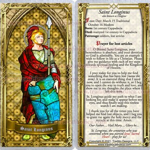 Saint Longinus, Patron of Soldiers and Lost Items Laminated Prayer ...