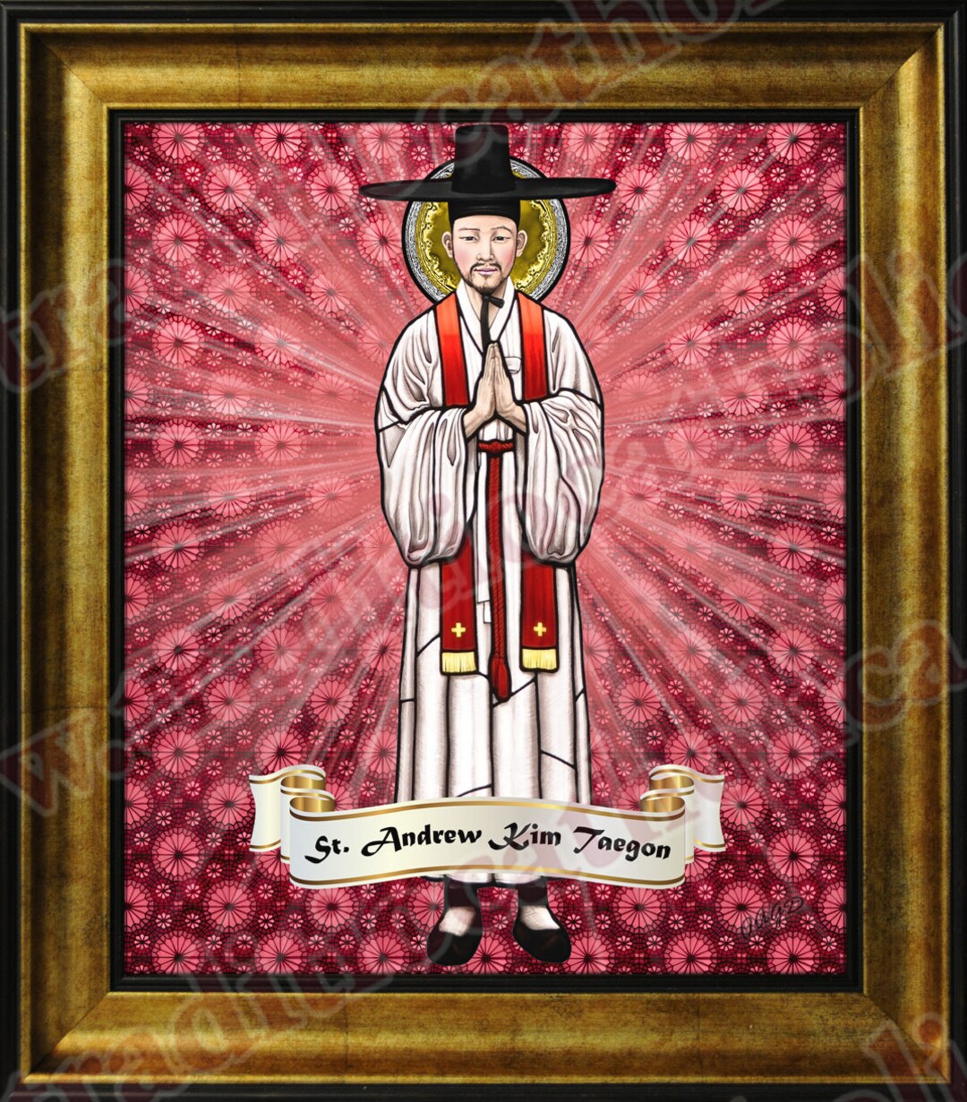 Saint Andrew Kim Taegon Full Stained Glass Design Handcrafted Framed ...