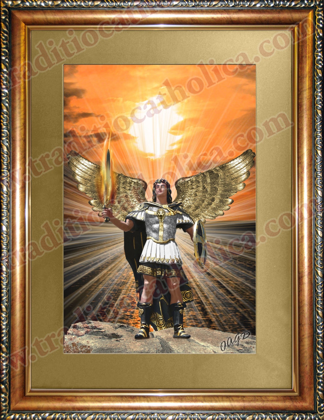 St. Michael the Archangel Kiev Handcrafted and Matted Framed Print ...