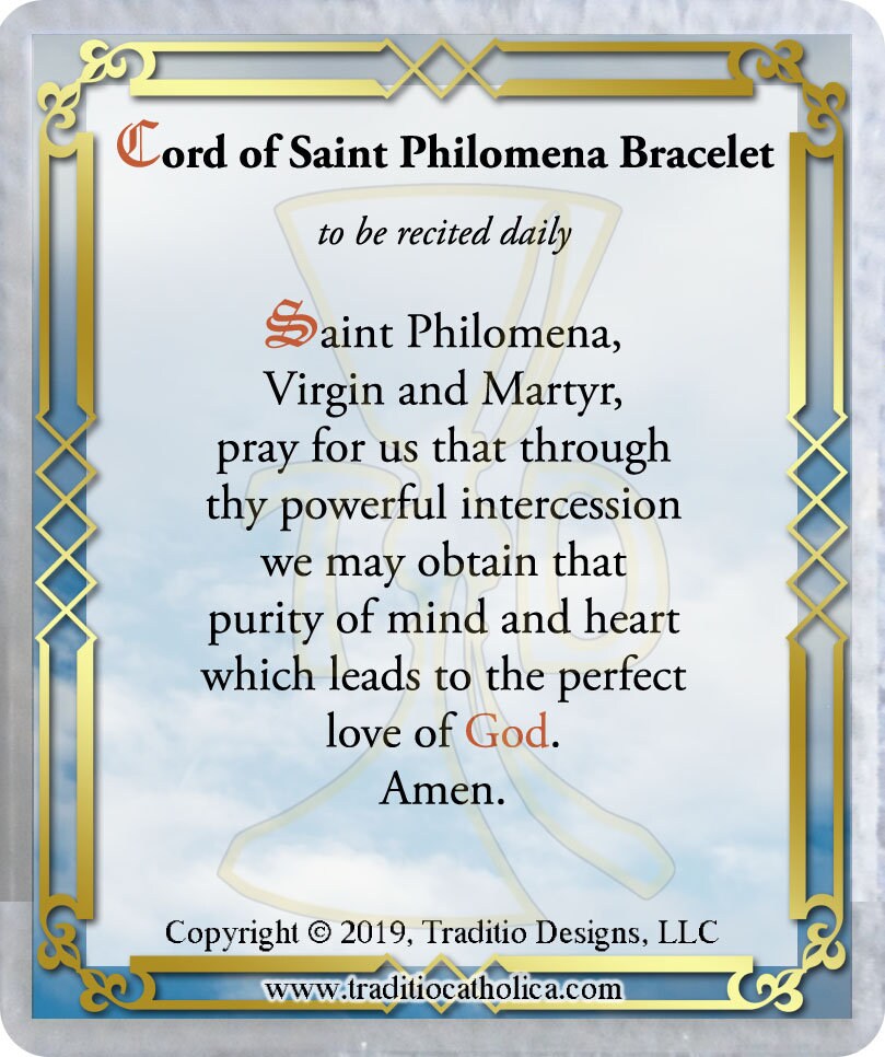 Saint St Philomena Italy Cord Bracelet With 18K Rose Gold - Etsy