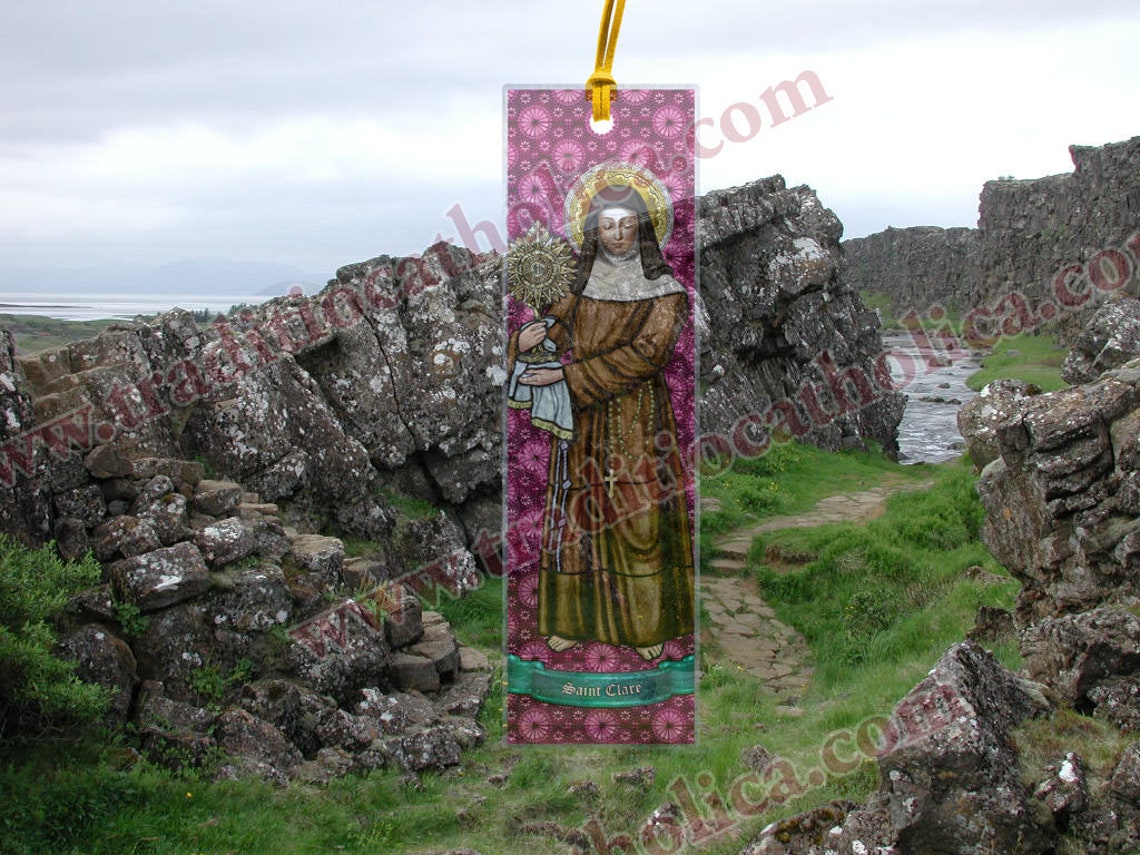 Saint St Clare of Assisi Laminated CLEAR See-through and Quote Catholic ...