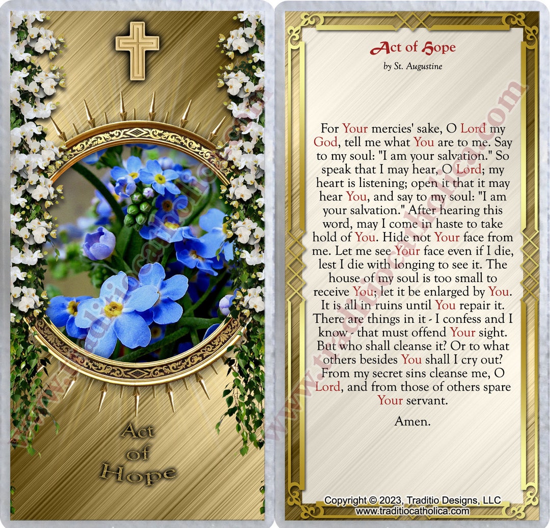 Act of Hope Laminated Catholic Holy Prayer Cards. Act of Hope - Etsy
