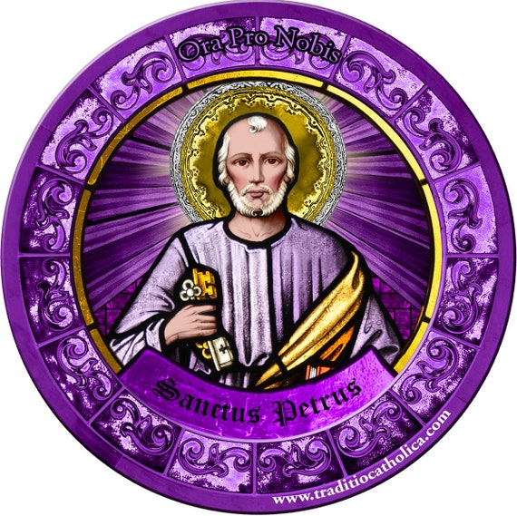 Saint Peter the Apostle Stained Glass Round 4 Inch Custom - Etsy