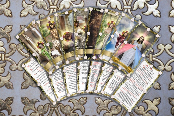 Life of Jesus Catholic Holy prayer card Gift set. Statues of | Etsy