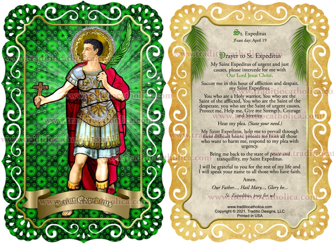 Saint Expeditus, Patron of Emergencies and Fast Solutions Laminated ...