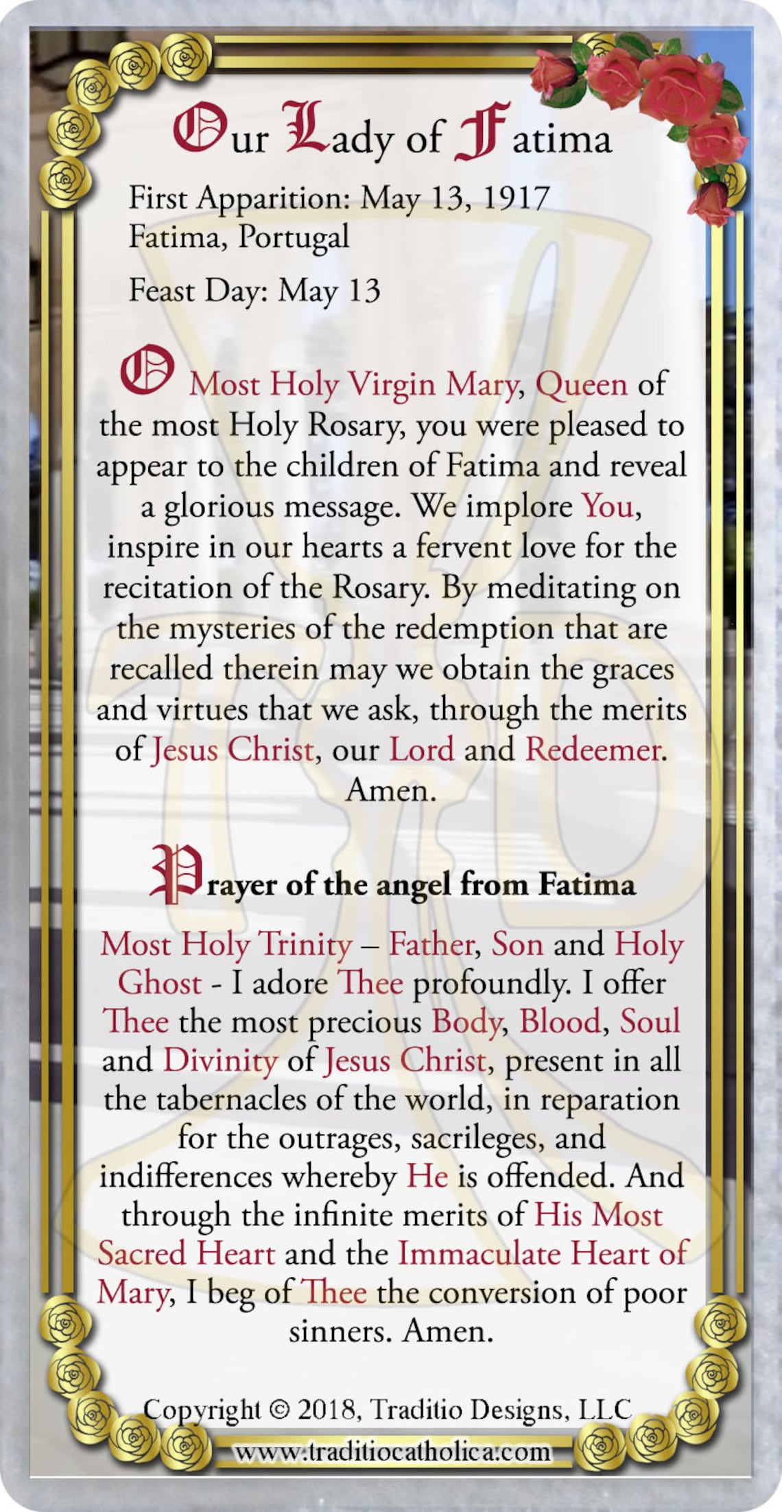 Our Lady of Fatima laminated Catholic Holy Card. Statue of | Etsy