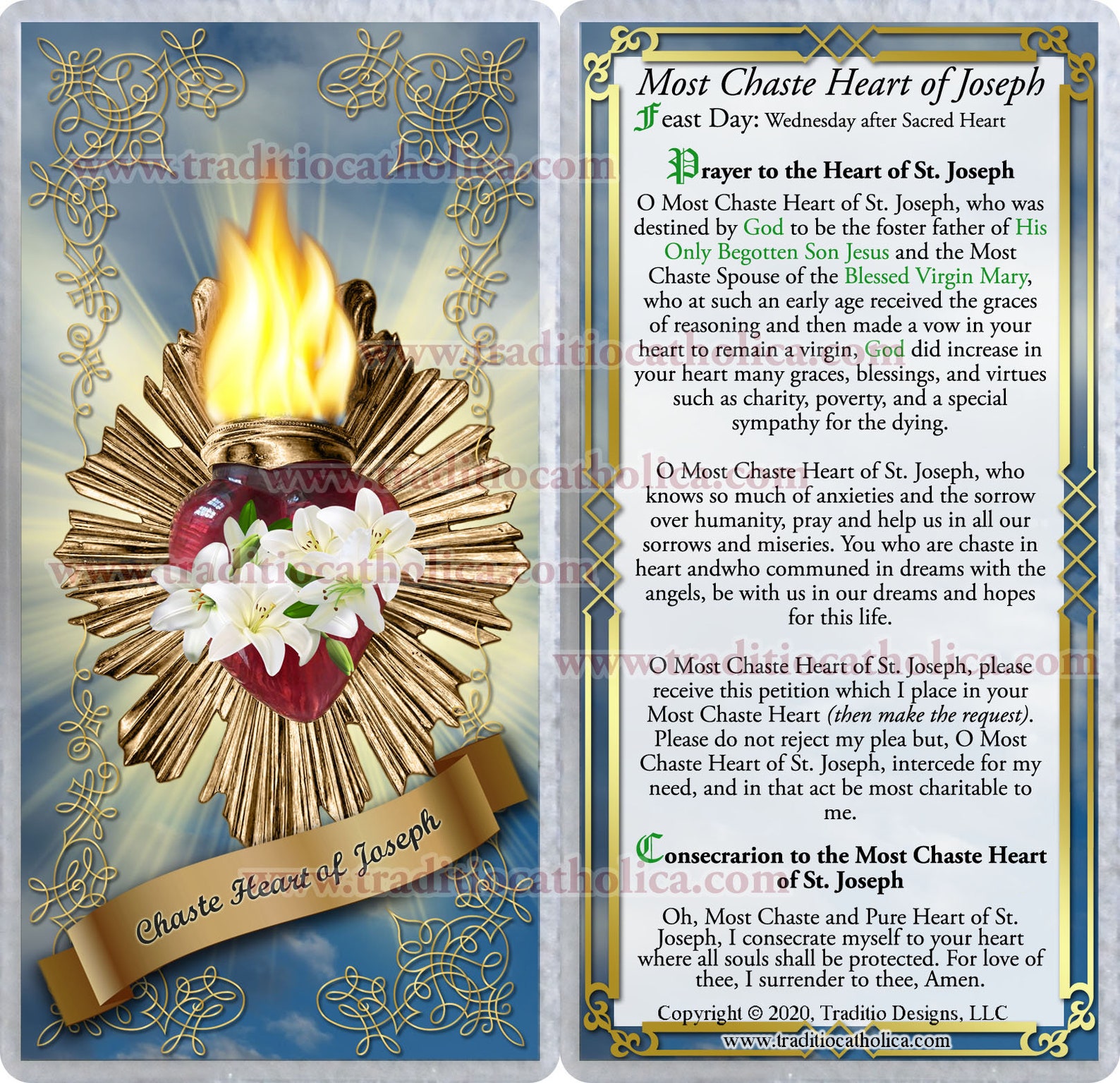 Most Chaste and Pure Heart of Joseph Sculpture and Stained | Etsy