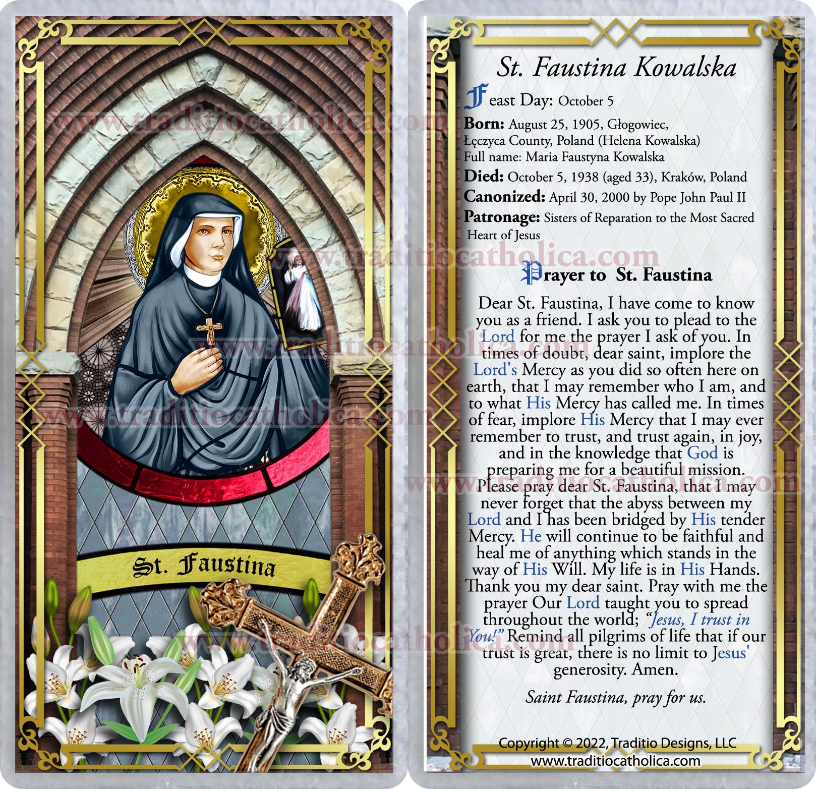 Saint Faustina Kowalska Poland Laminated Holy Prayer Card. - Etsy
