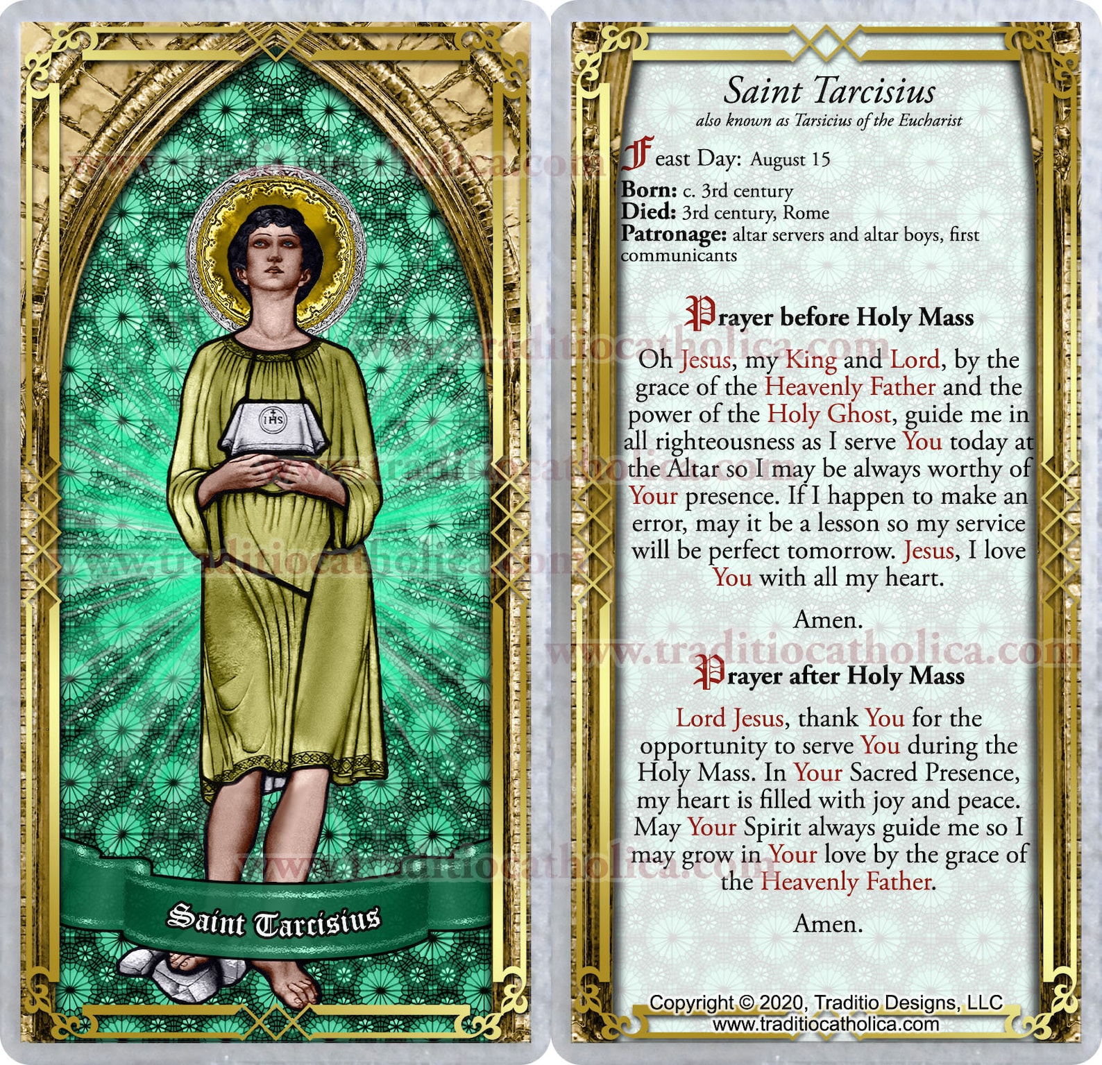 St. Tarcisius, Patron of Altar Servers - Stained Glass and Statue Art ...