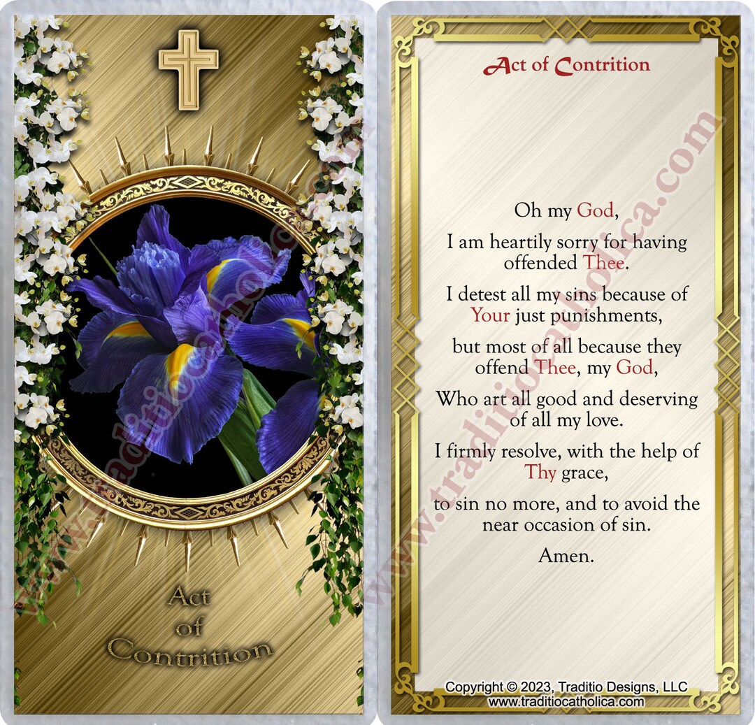 Act of Contrition Laminated Catholic Holy Prayer Cards. Act of ...