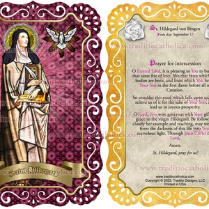 Saint Hildegard Von Bingen Laminated Catholic Holy Prayer Cards. St ...