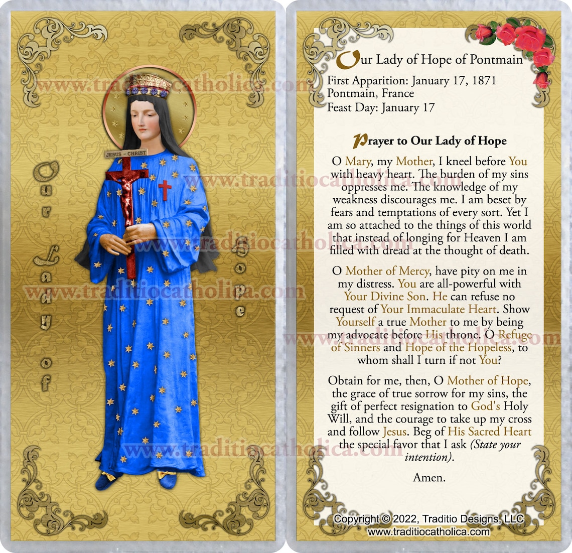 Our Lady of Hope of Pontmain France Laminated Holy Prayer | Etsy