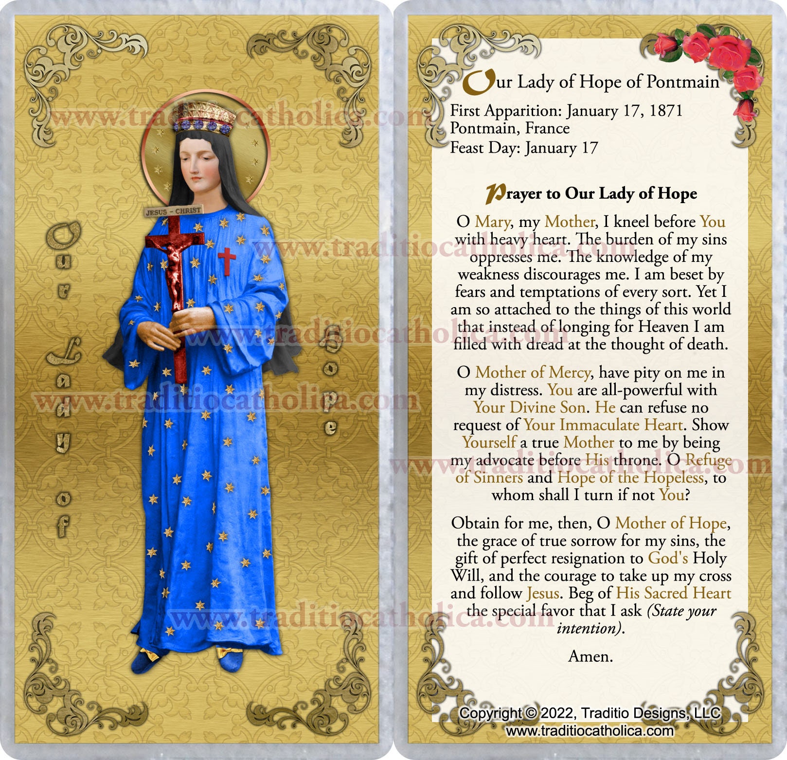 Our Lady of Hope of Pontmain France Laminated Holy Prayer Cards. Our ...