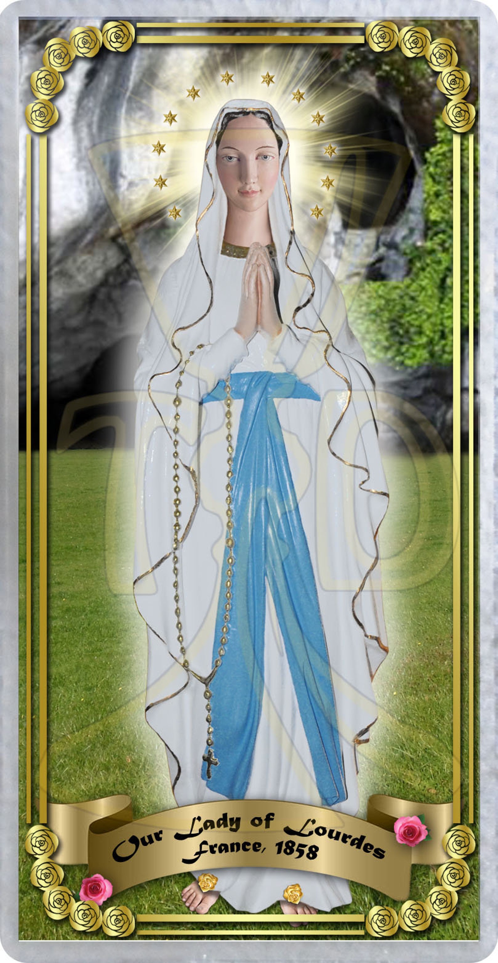 Our Lady of Lourdes laminated Catholic Holy Prayer Card. Our | Etsy
