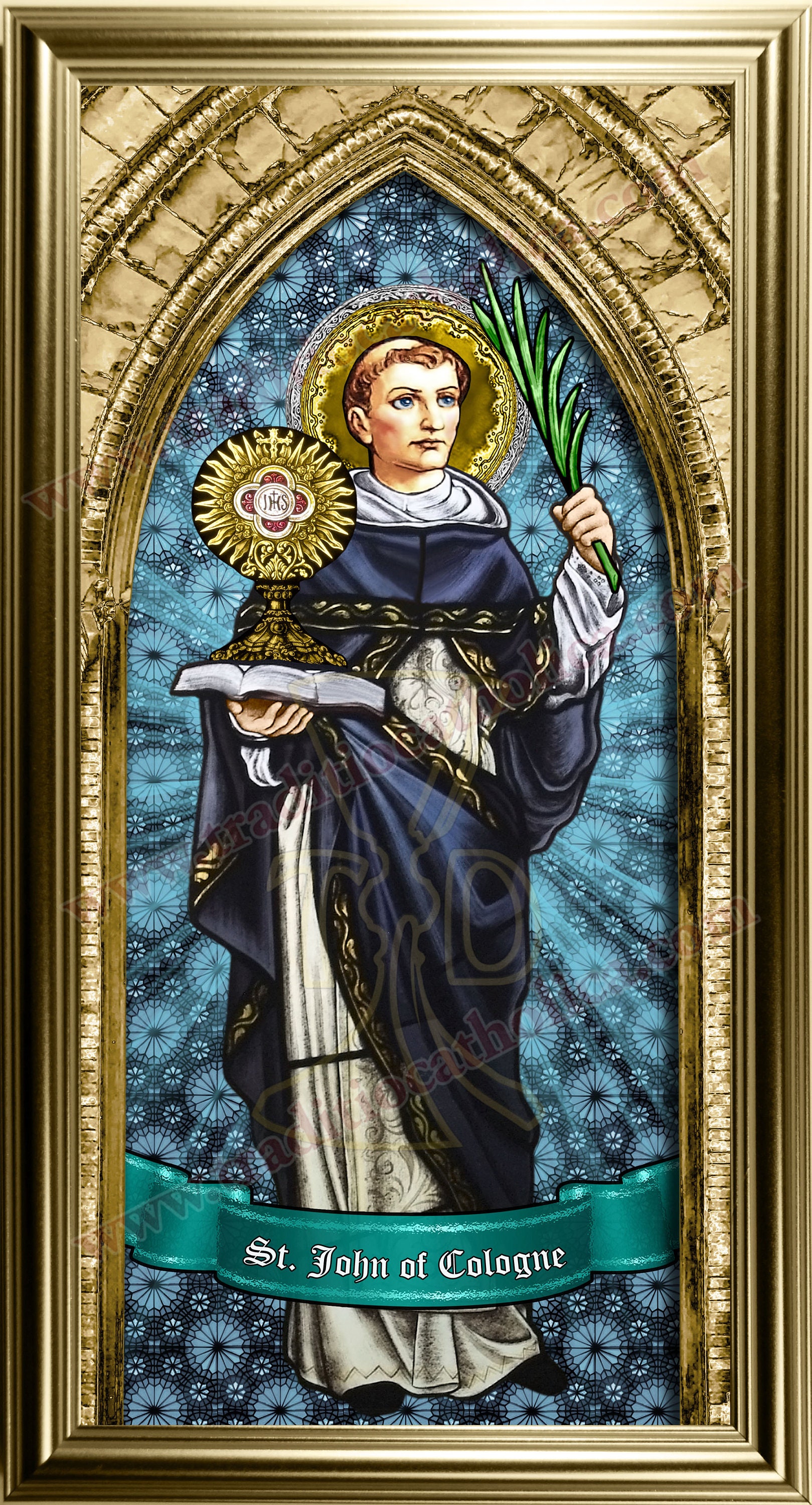 Saint John of Cologne Stained Glass Handcrafted Framed Print. 7x14 Size ...