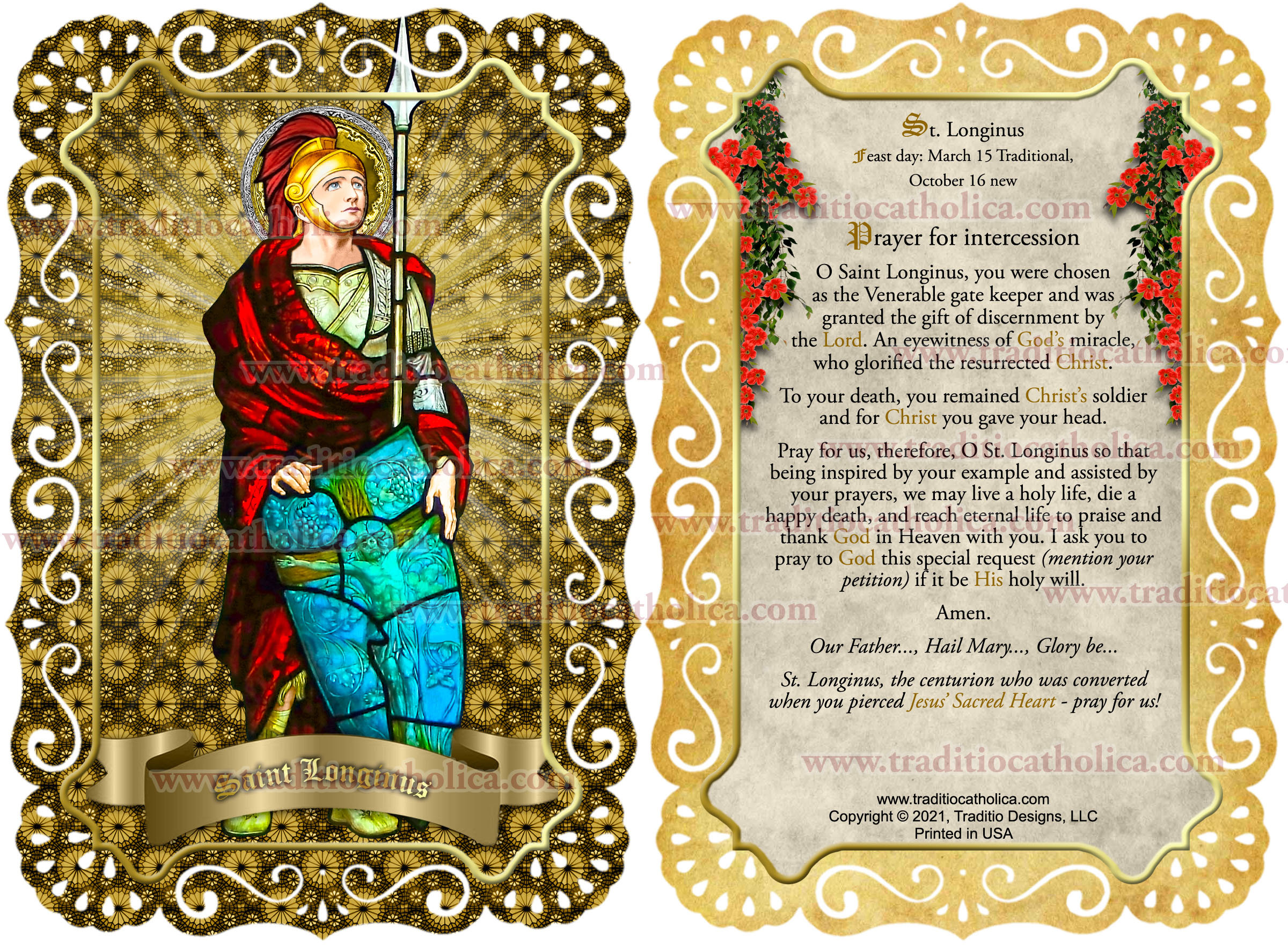 Saint Longinus, Patron of Soldiers and Lost Items Laminated Prayer ...