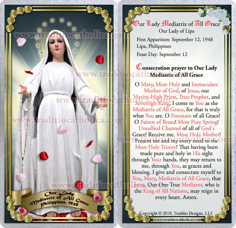 Our Lady Mediatrix of All Grace Lipa Philippines Laminated - Etsy