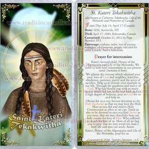 Saint Kateri Tekakwitha Stained Glass Laminated Holy Prayer Card ...