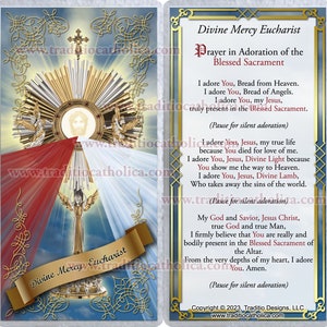 Divine Mercy Eucharist Adoration Laminated Holy Prayer Card. Prayer to ...