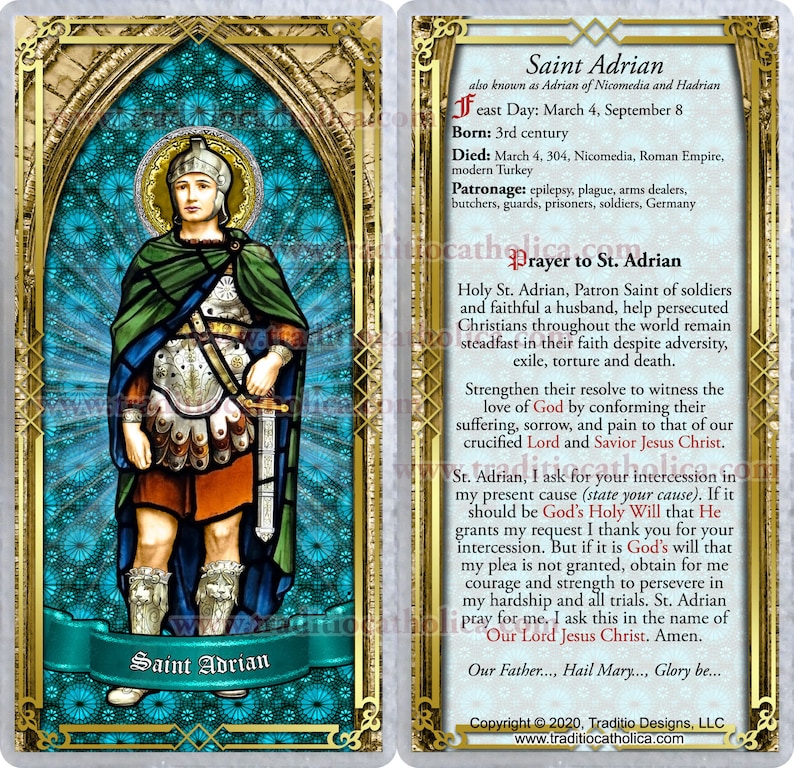 Saint St. Adrian Patron of Soldiers and Epilepsy Laminated - Etsy Sweden