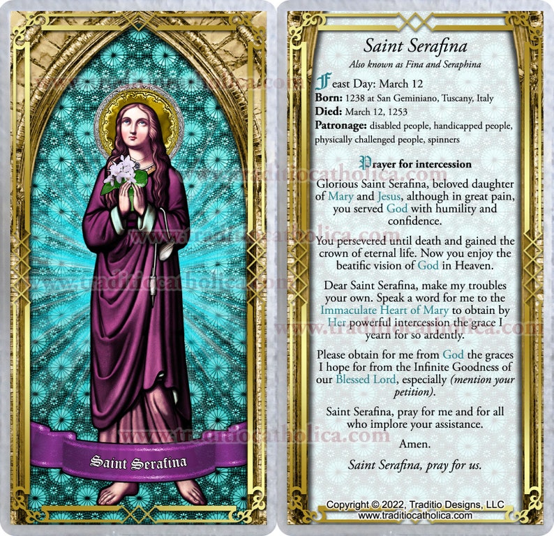 Saint Serafina Laminated Catholic Holy Prayer Cards. St. - Etsy