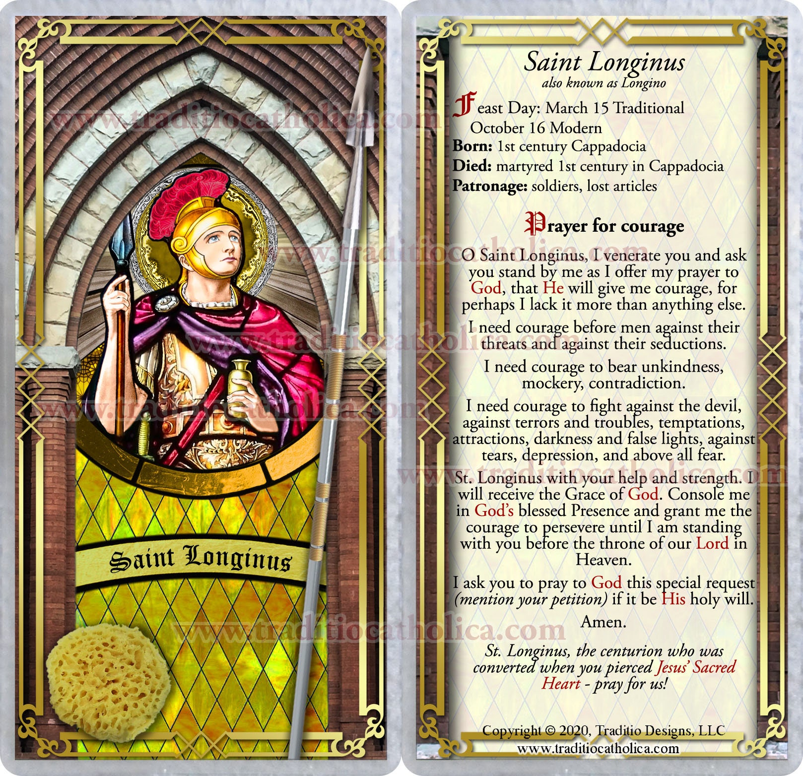 Saint Longinus Patron of Soldiers and Lost Items Laminated - Etsy