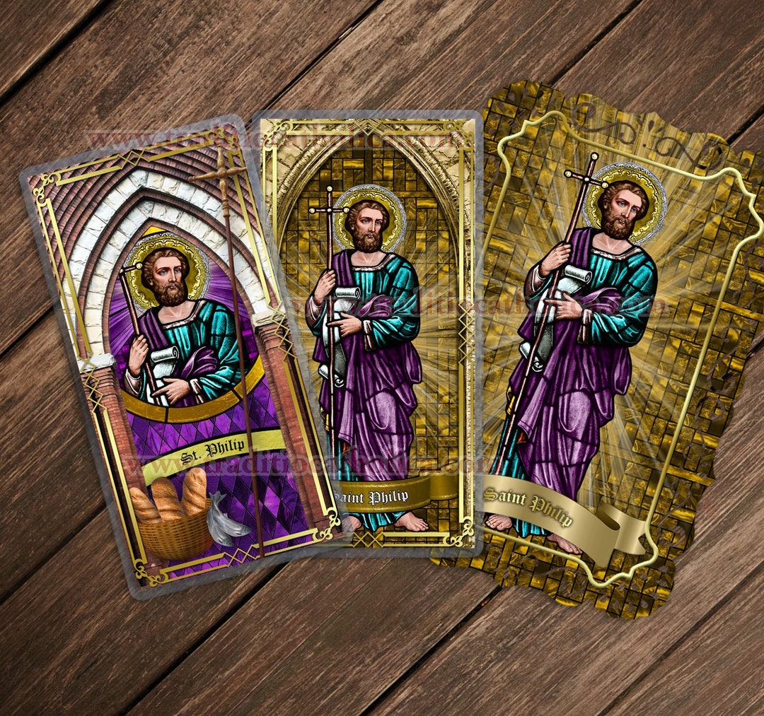 Saint Philip the Apostle Catholic Holy Prayer Cards. St. Philip Stained ...