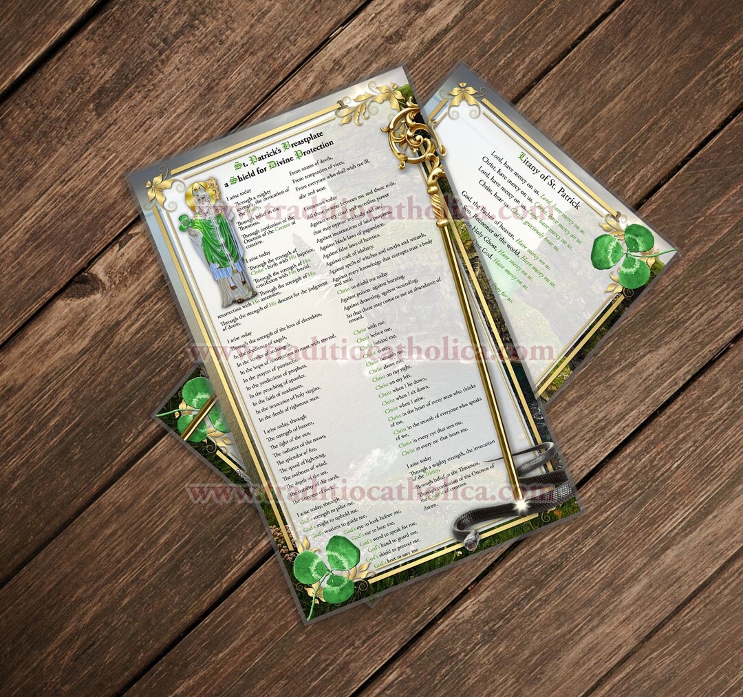 St. Patrick's Breastplate Prayer Devotion Large Laminated Holy Prayer ...