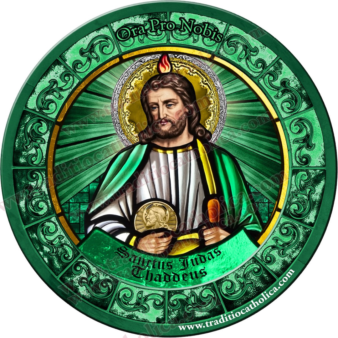 Saint Jude Thaddeus the Apostle Stained Glass Round 4 Inch Custom ...