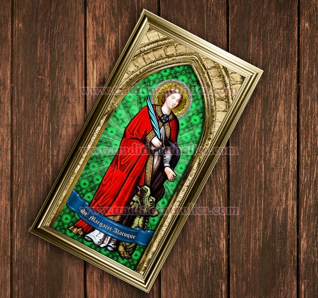 Saint Margaret of Antioch Stained Glass Handcrafted Framed Print. 7x14 ...