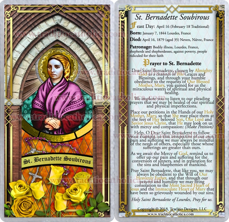 Saint Bernadette Soubirous Laminated Holy Prayer Cards. - Etsy