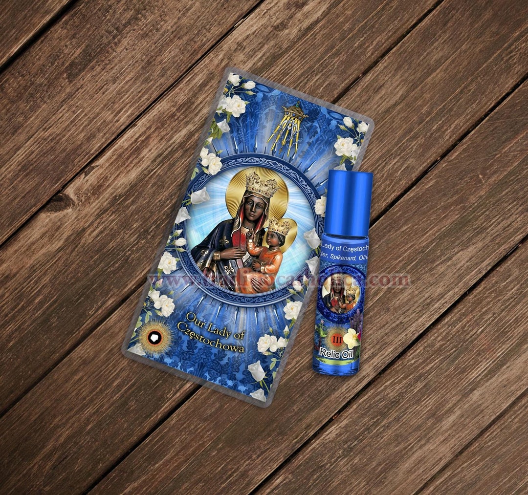Our Lady of Czestochowa Relic Holy Prayer Card & Relic Anointing Oil ...