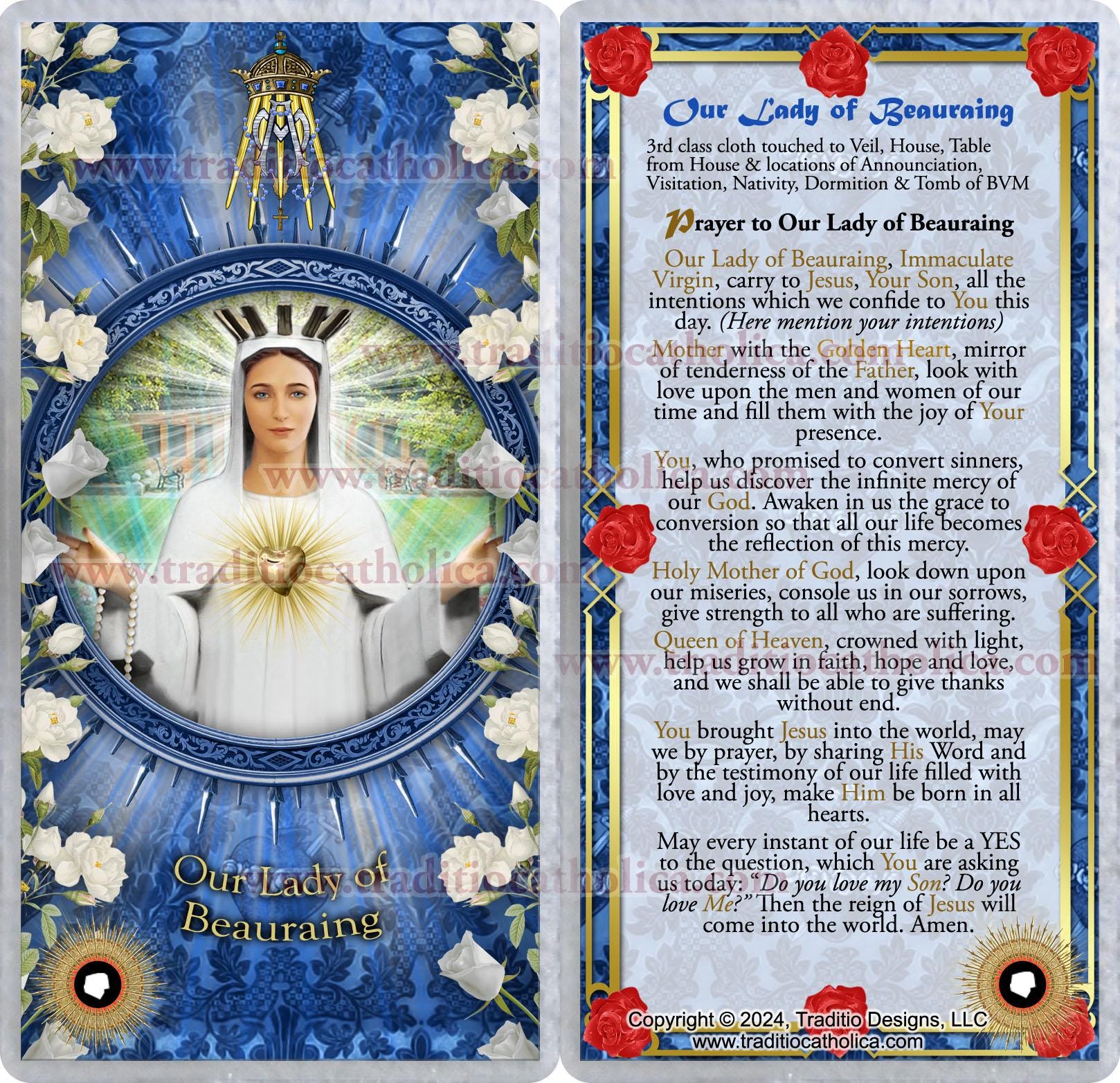 Our Lady of Beauraing Belgium Laminated Catholic Holy Prayer Cards ...
