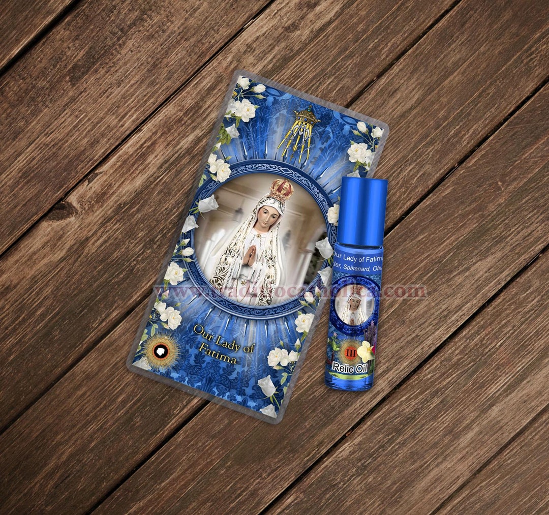 Our Lady of Fatima Relic Holy Prayer Card & Relic Anointing Oil ...