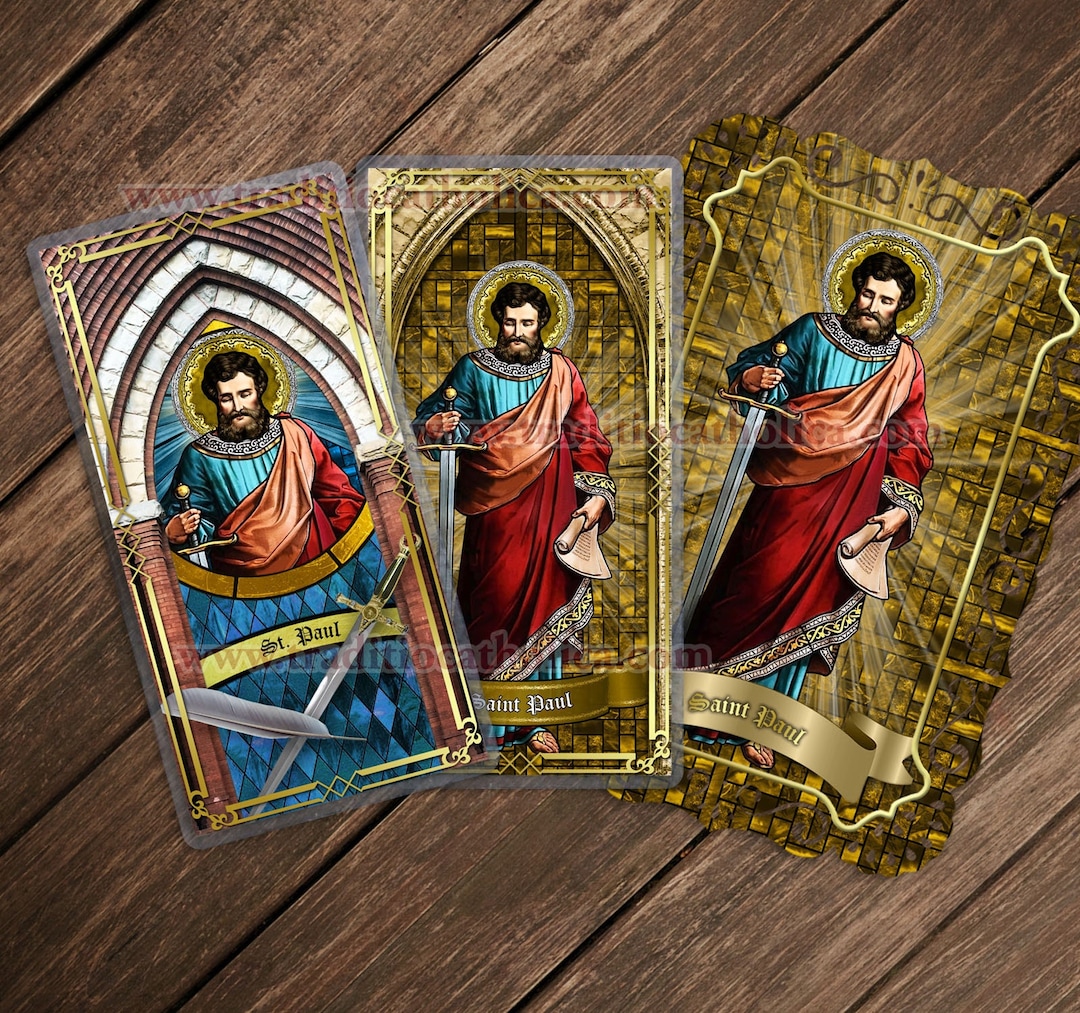 Saint Paul the Apostle Catholic Holy Prayer Cards. St. Paul Stained ...