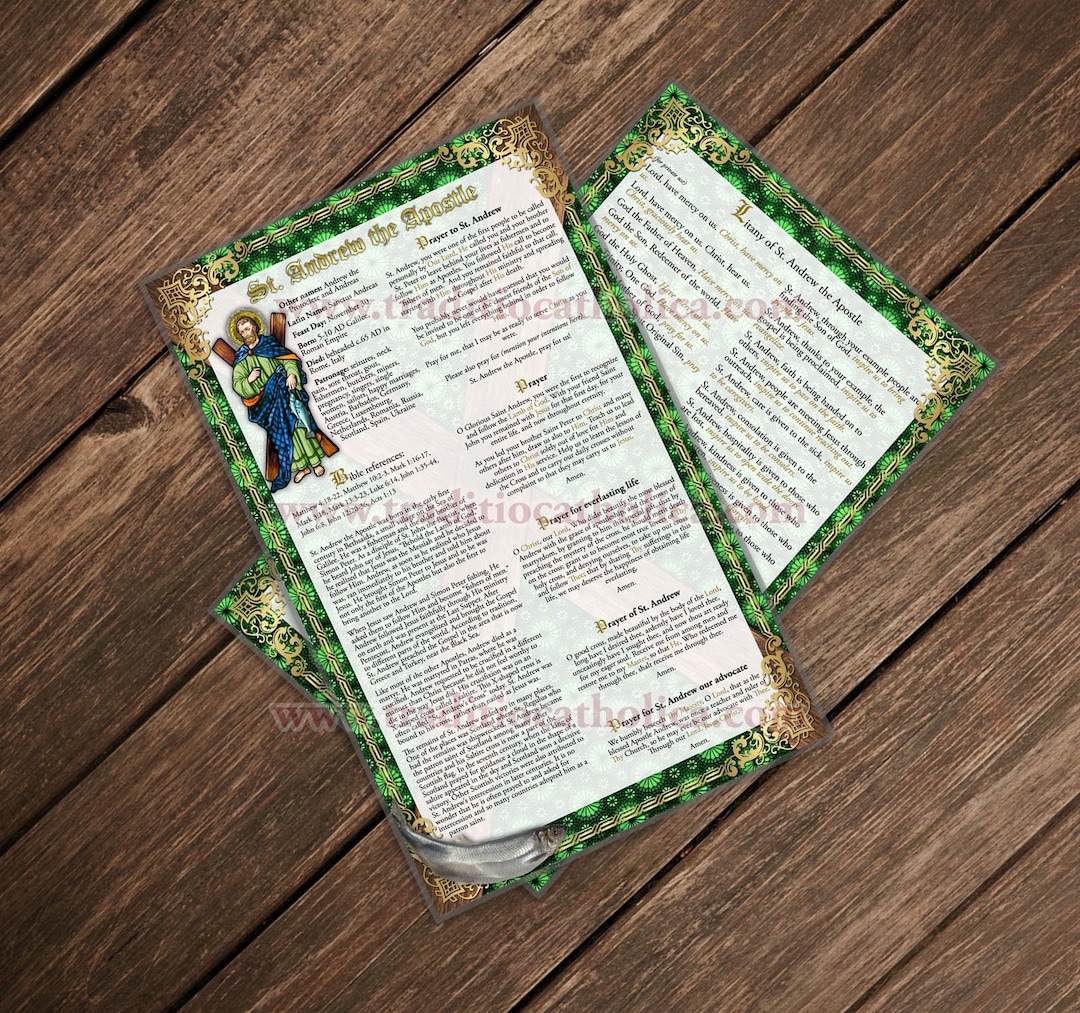 Saint Andrew the Apostle Devotion Large Laminated Stained Glass Holy ...