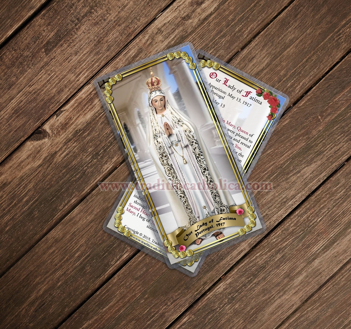 Our Lady of Fatima laminated Catholic Holy Card. Statue of | Etsy