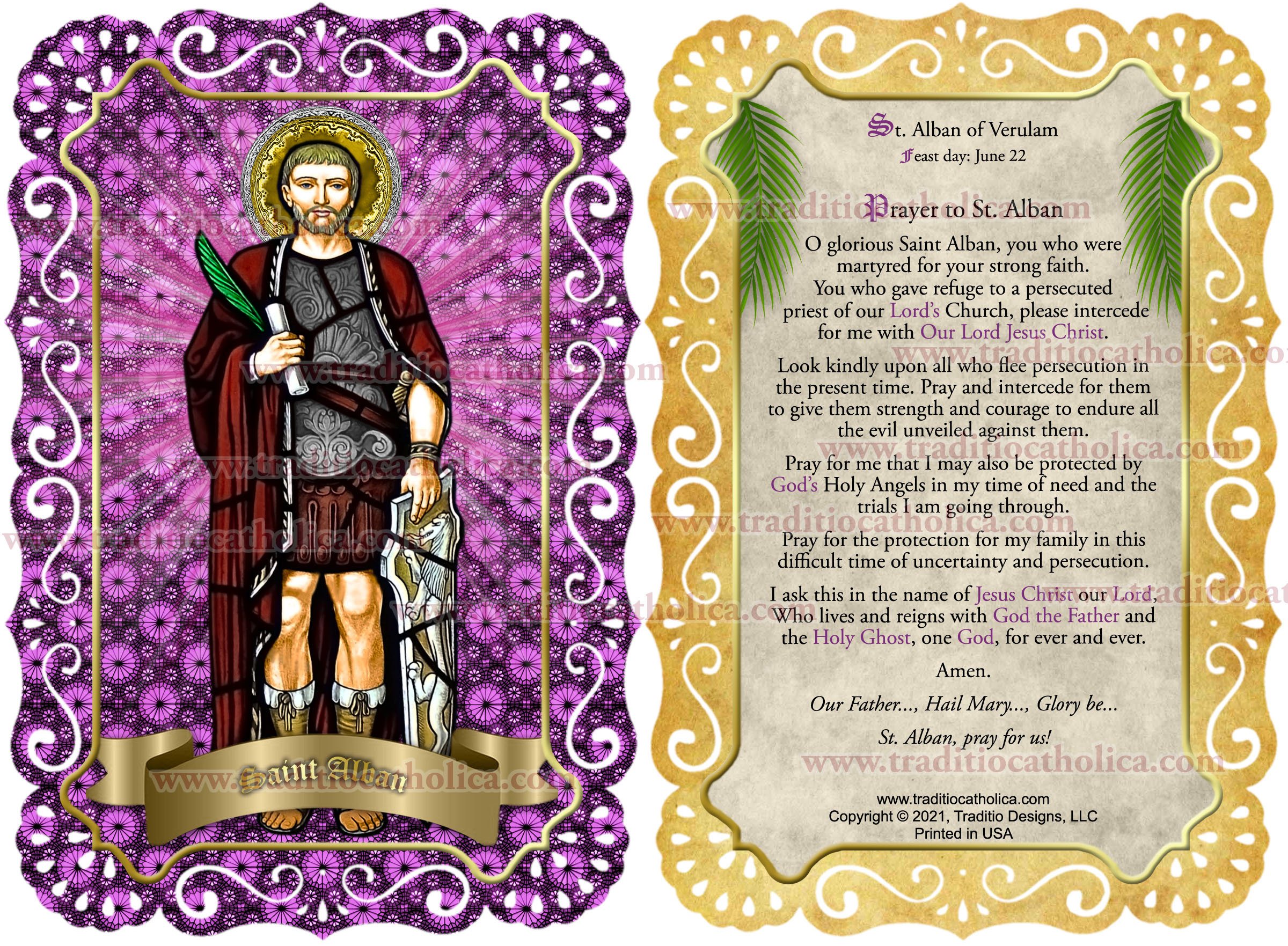 Saint St. Alban Patron of Converts and Refugees Laminated - Etsy