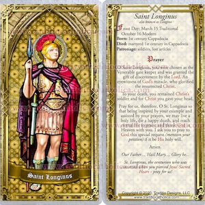 Saint Longinus, Patron of Soldiers and Lost Items Laminated Prayer ...