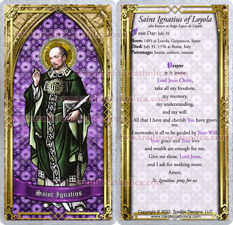 St. Ignatius of Loyola Stained Glass Laminated Holy Prayer - Etsy