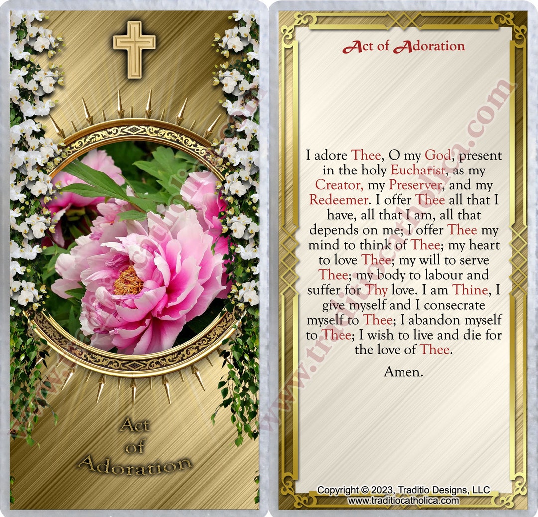 Act of Adoration Laminated Catholic Holy Prayer Cards. Act of Adoration ...