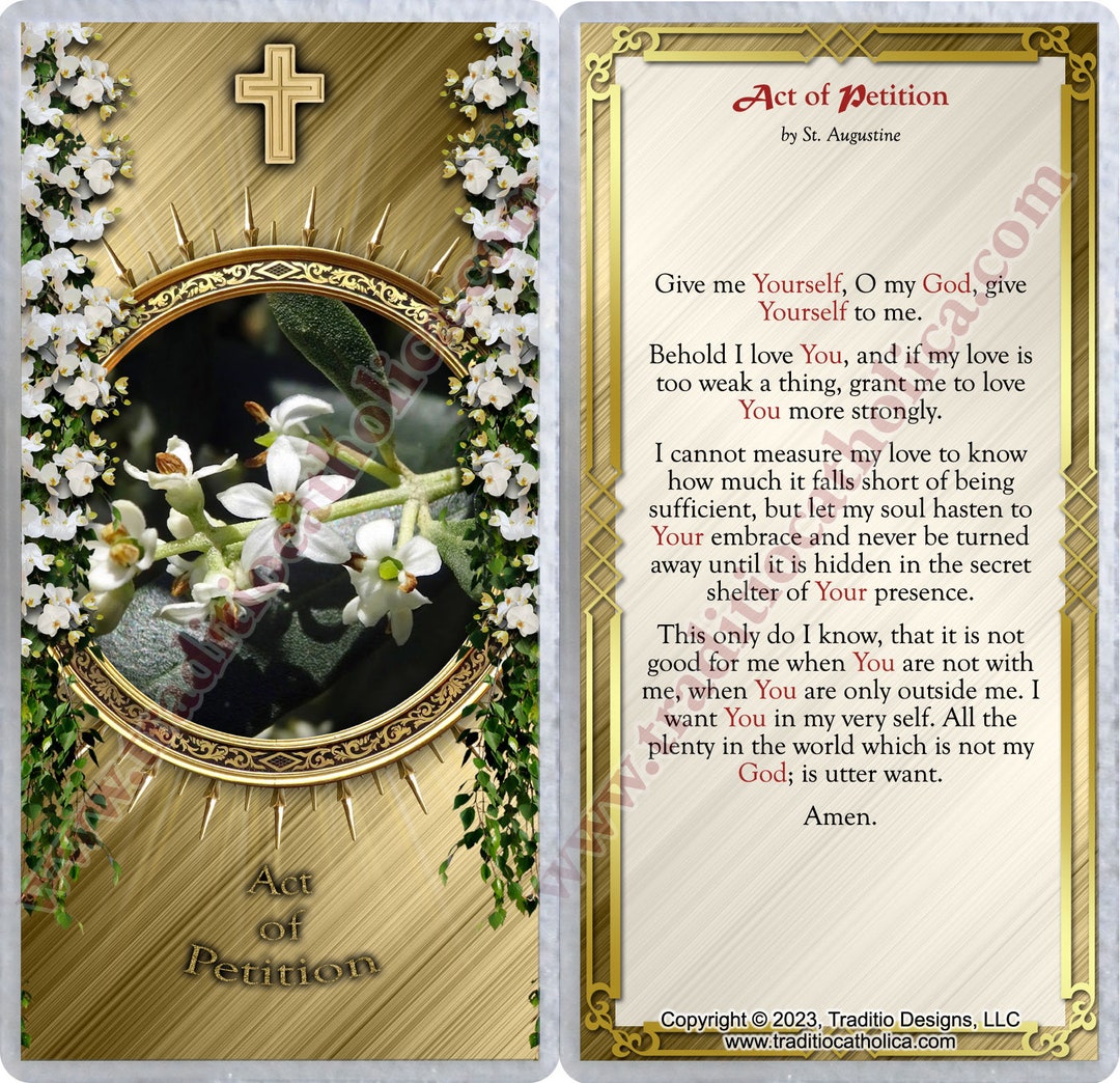 Act of Petition Laminated Catholic Holy Prayer Cards. Act of Petition ...